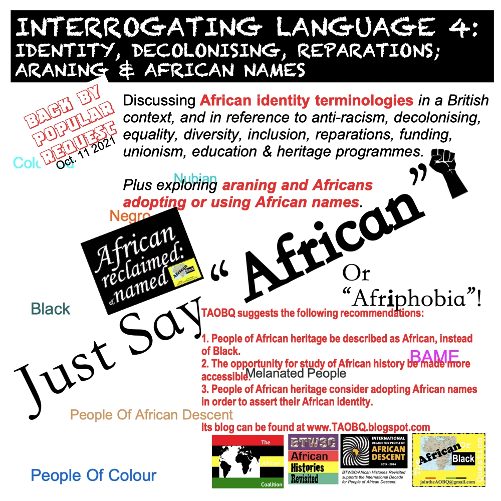 Interrogating Language 4: Identity, Decolonising, Reparations - Black ...